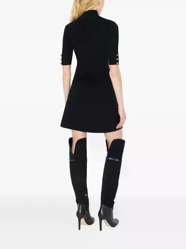 Elisabetta Franchi Ribbed Knit Mini Dress With Bow Detail