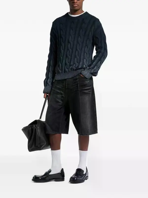 Balenciaga Paneled Denim Shorts - Black