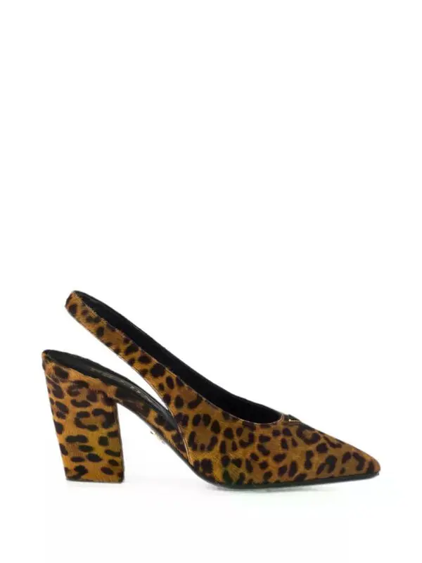 Prada Printed Leather Slingback Pumps - Brown