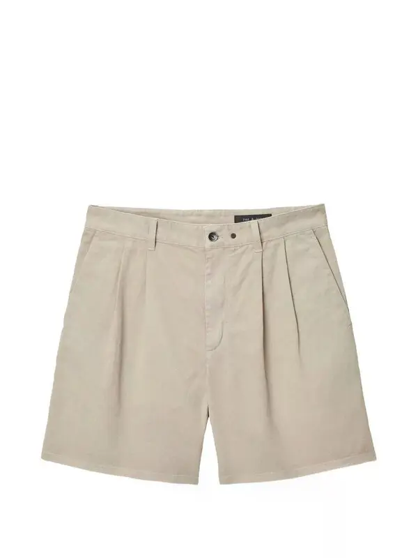Rag & Bone Pleated Frayed-hem Shorts - Neutrals