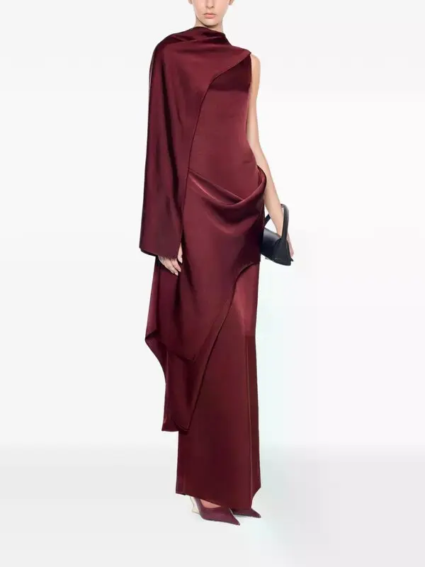 CHATS BY C.DAM Veena Asymmetric Draped-overlay Dress - Red