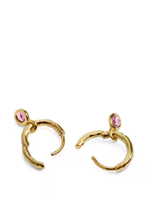 Monica Vinader Hammered Pink Tourmaline Hoop Earrings