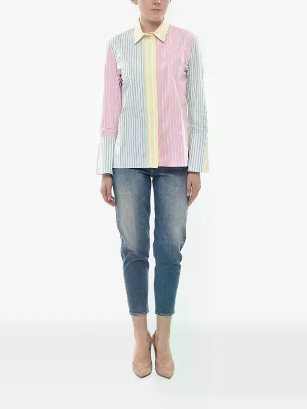 Marni Striped Flared-sleeve Shirt - Pink