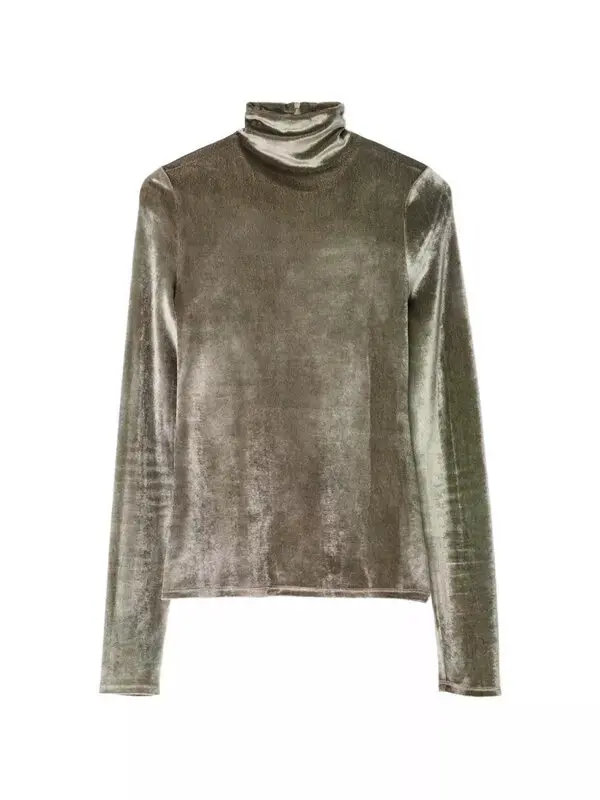 LEMAIRE Fitted Stand-collar Top In Velvet Jersey - Grey