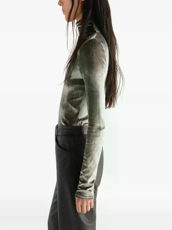 LEMAIRE Fitted Velvet Jersey Stand Collar Top