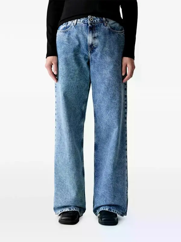 Karl Lagerfeld Logo-patch Wide-leg Jeans - Blue