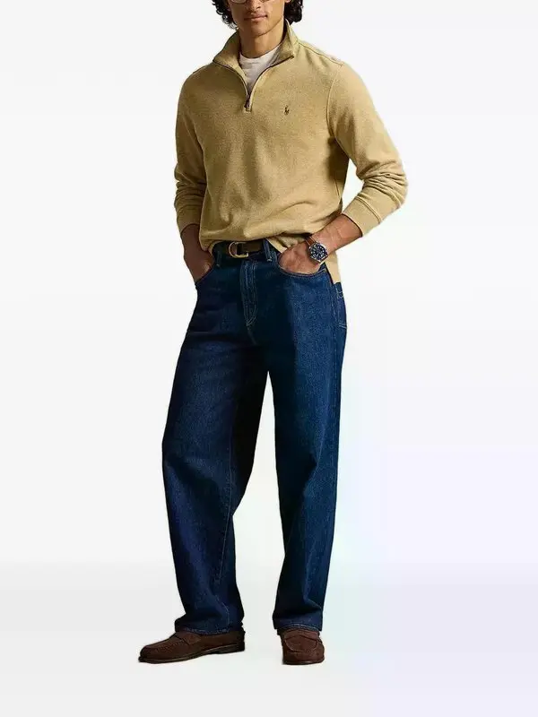 Polo Ralph Lauren Quarter-zip Sweater With Embroidered Logo - Neutrals
