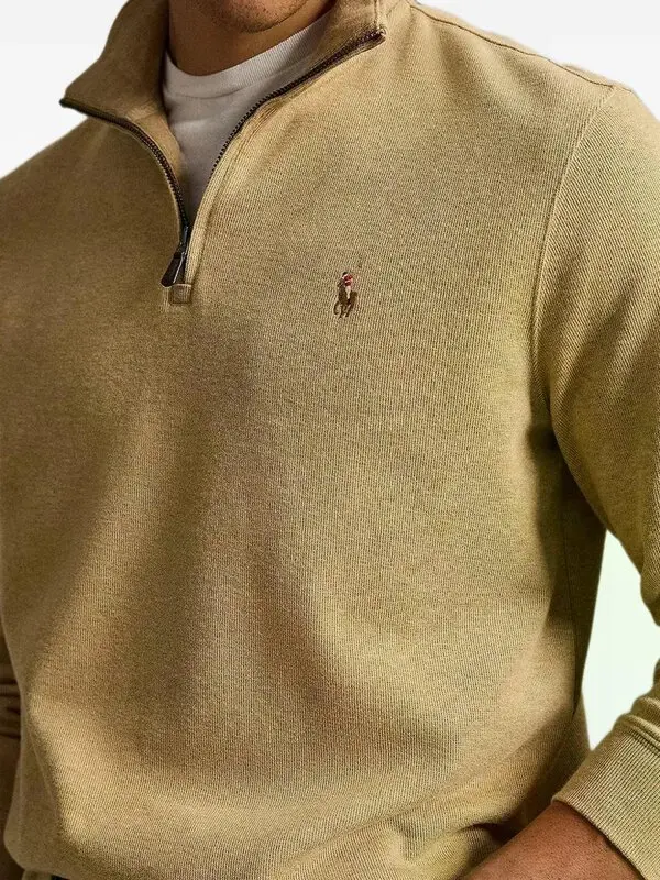 Polo Ralph Lauren Quarter-zip Sweater With Embroidered Logo - Neutrals