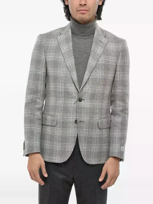 Corneliani Checked-pattern Single-breasted Blazer - Grey