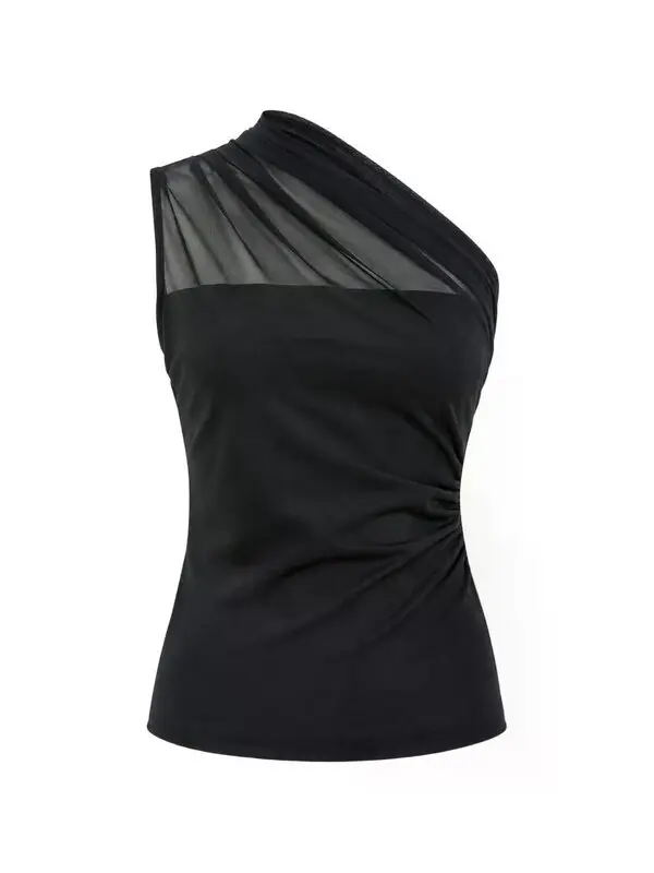 MARCELLA Azur One-shoulder Draped Top - Black