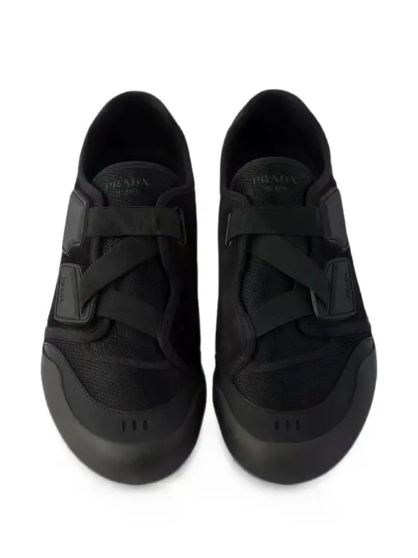 Prada Speedrock Leather And Mesh Fabric Sneakers - Black