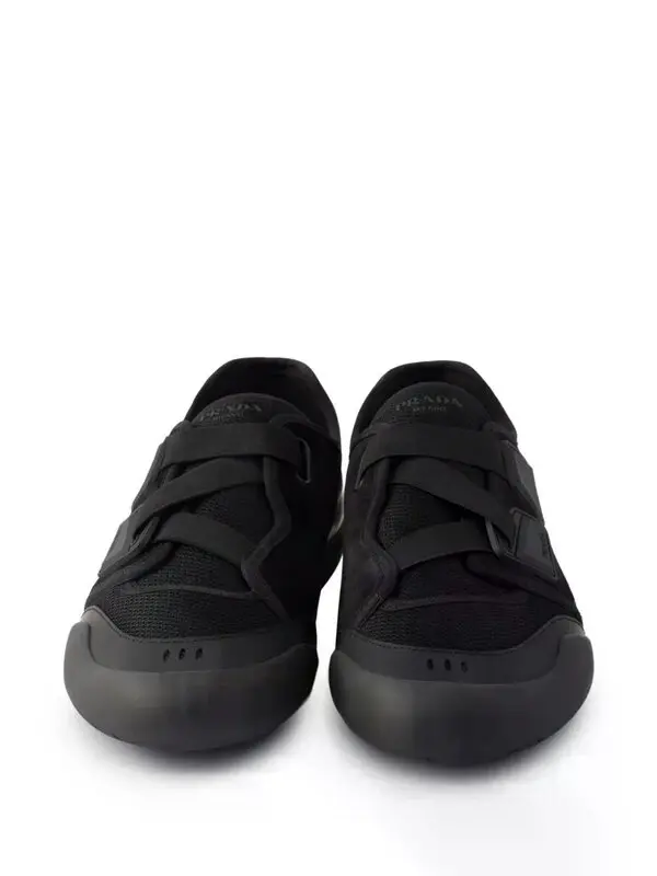 Prada Speedrock Leather And Mesh Fabric Sneakers - Black