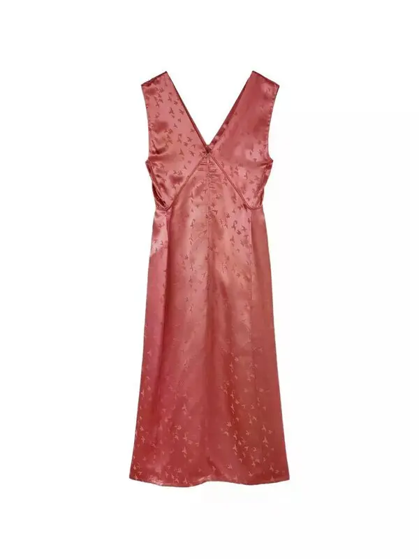 RETORI V-neck Bird-detail Midi Dress - Pink