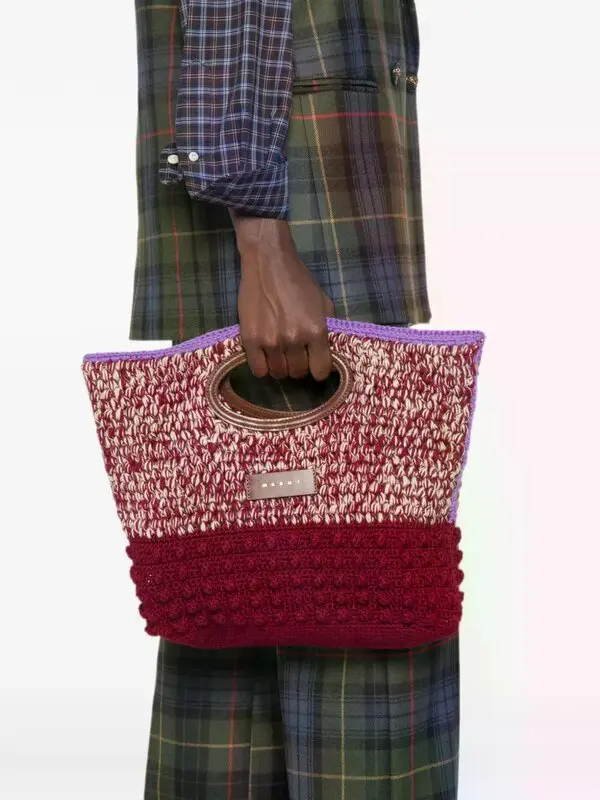 Marni Crochet-knit Logo-patch Tote Bag
