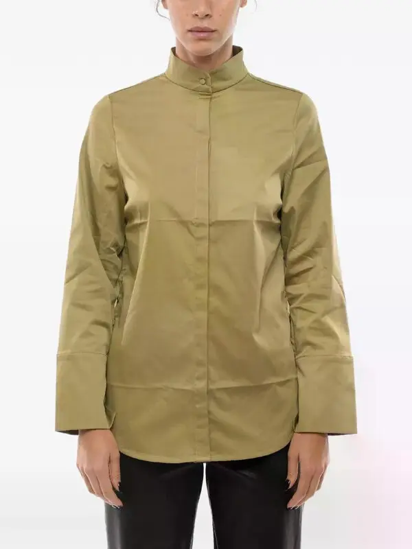 NOTES DU NORD Hidden-placket Side-slit Cotton Shirt - Green