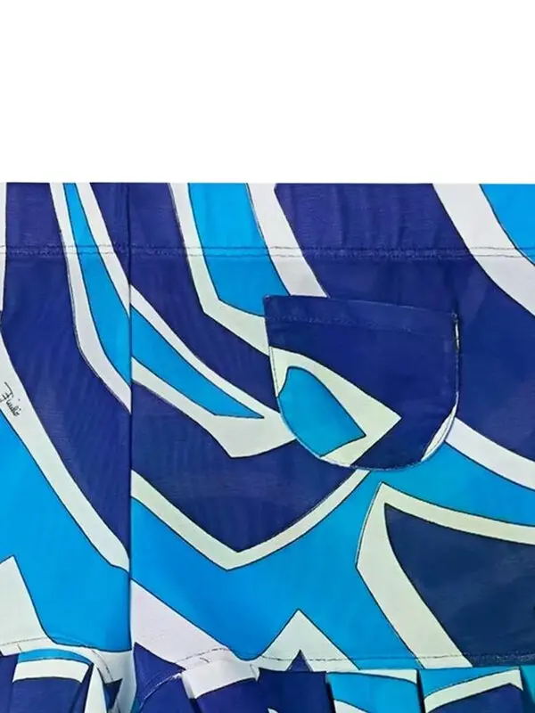 Emilio Pucci Labirinto Iride-print Ruffled Shorts - Blue