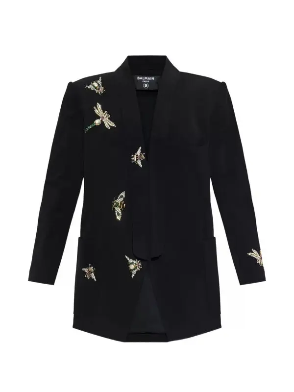 Balmain Crystal-embellished Shawl-lapel Blazer - Black