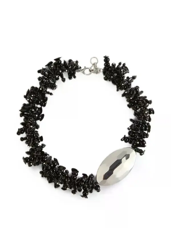 Liviana Conti Minerva Beaded Oval-plaque Necklace - Black