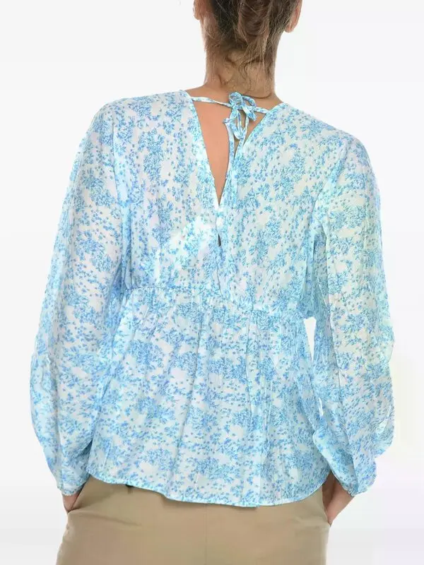 SAMSOE SAMSOE Floral-pattern Puff-sleeve Blouse