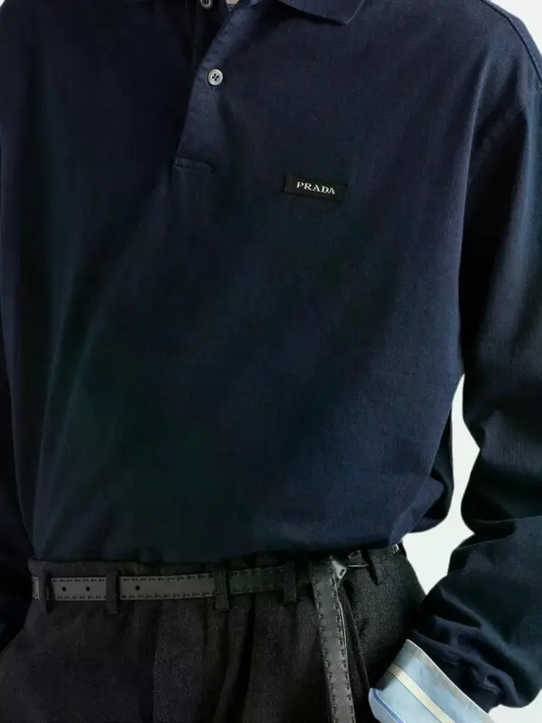 Prada Long-sleeved Cotton Polo Shirt