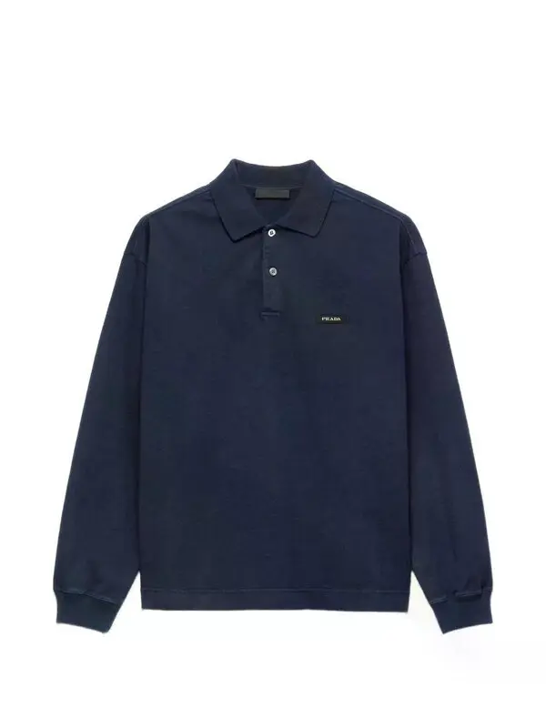 Prada Long-sleeved Cotton Polo Shirt - Blue