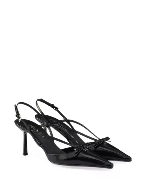 Prada Brushed-leather Slingback Pumps