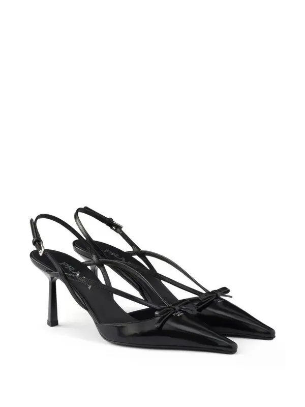 Prada Brushed-leather Slingback Pumps - Black