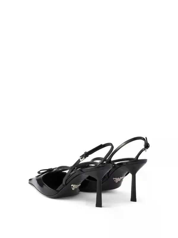 Prada Brushed-leather Slingback Pumps - Black