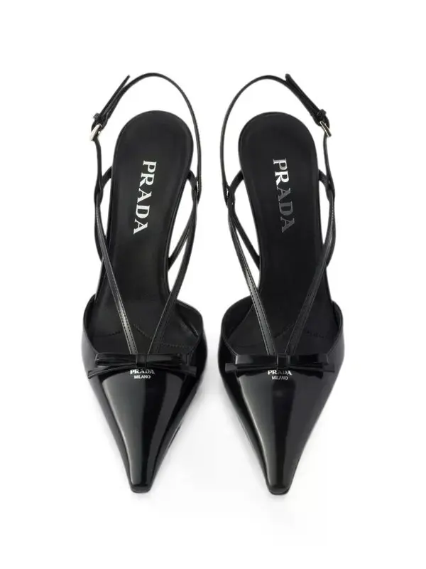 Prada Brushed-leather Slingback Pumps - Black