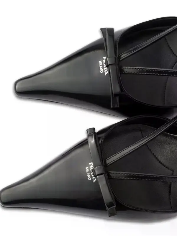 Prada Brushed-leather Slingback Pumps - Black
