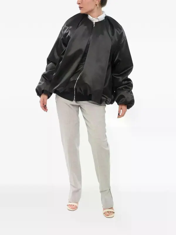 We11Done Draped Satin Bomber Jacket - Black