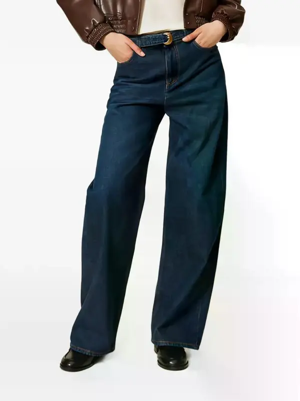 TWINSET Belted Barrel-leg Jeans - Blue