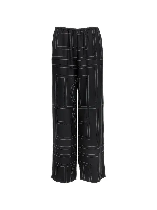 TOTEME Embroidered Silk Trousers - Black