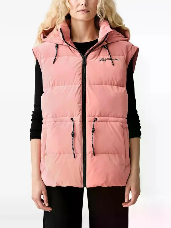 Karl Lagerfeld Padded Hooded Gilet - Pink