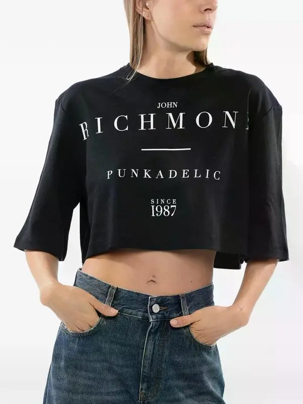 John Richmond Logo-print Cropped T-shirt - Black