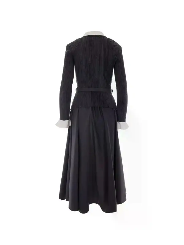 SELF-PORTRAIT Belted Ribbed-knit Midi Dress