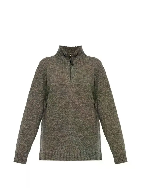 MAISON MARGIELA Quarter-zip Stand-up Collar Sweater - Grey