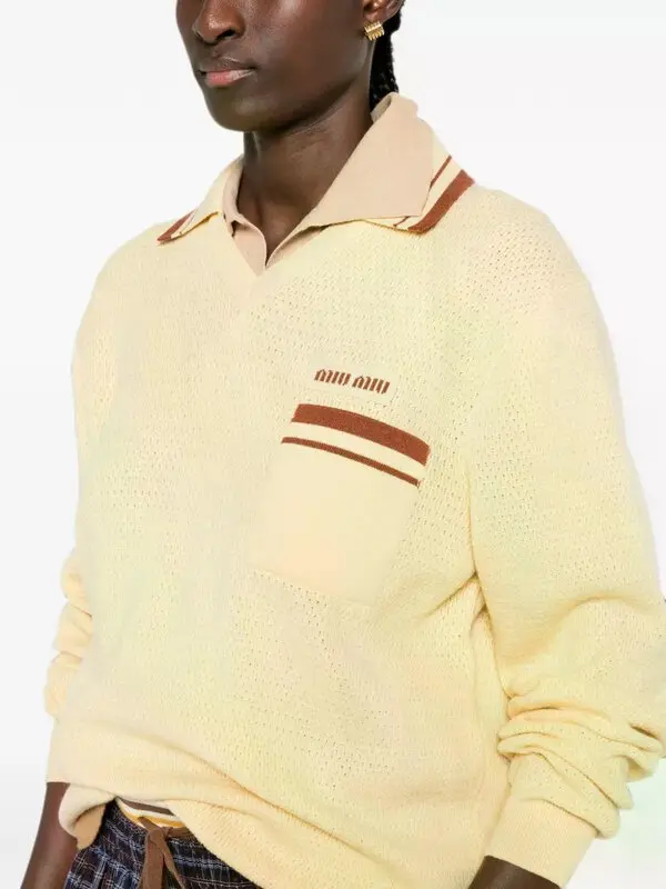 Miu Miu Logo-embroidered V-neck Sweater