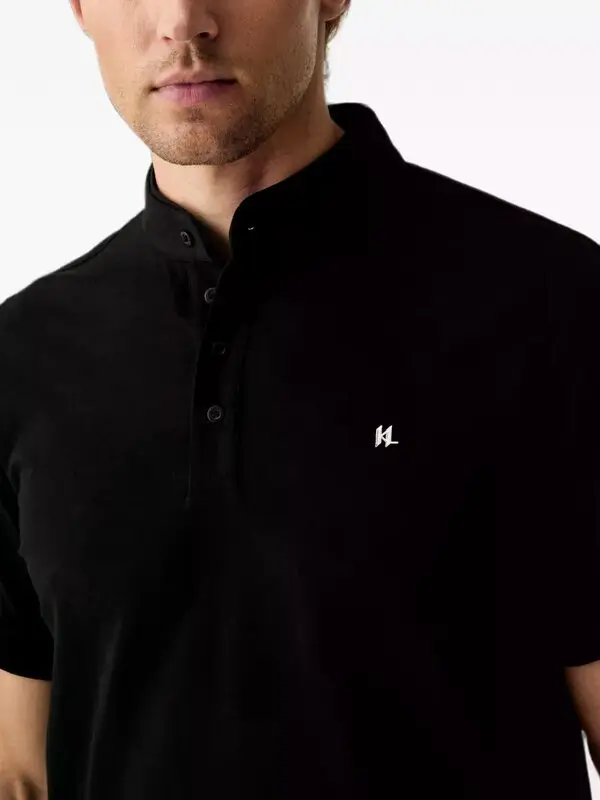 Karl Lagerfeld Logo-plaque Mandarin-collar T-shirt