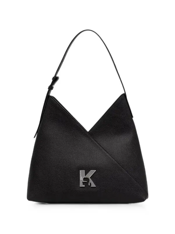 Karl Lagerfeld Logo-plaque Pebbled-texture Tote Bag - Black