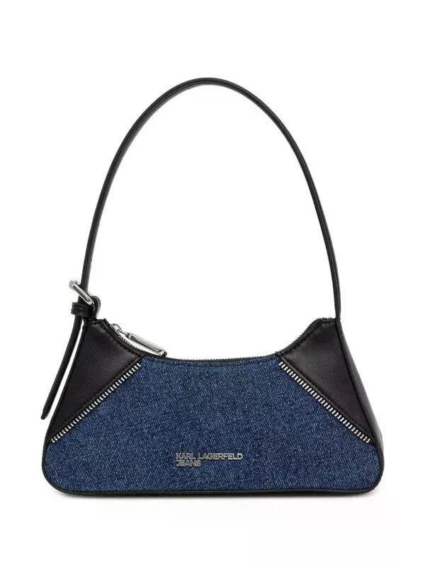 Karl Lagerfeld Rebel Denim-panelled Zip-detail Tote Bag - Blue