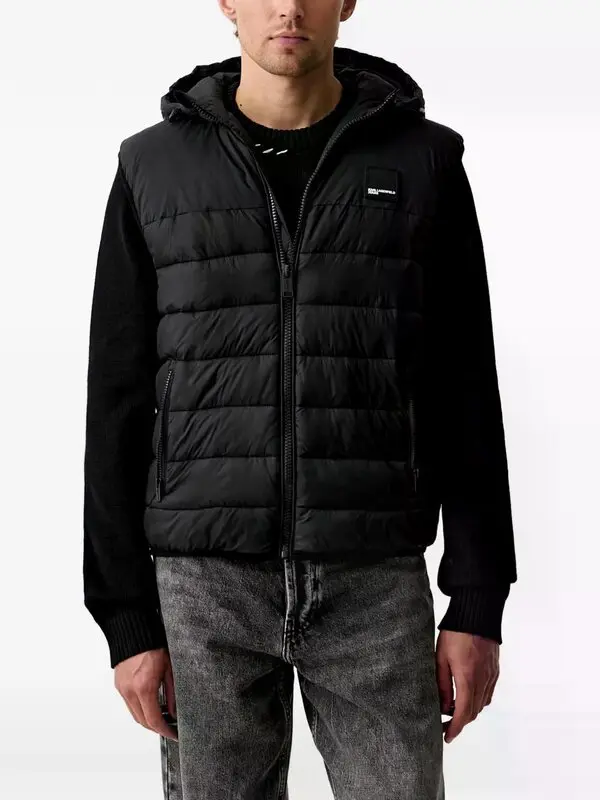 Karl Lagerfeld Quilted Hooded Gilet - Black