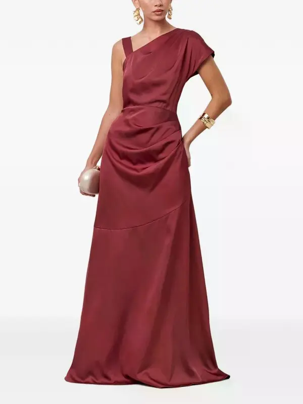 SAVEL Natalia One-shoulder Draped Maxi Gown - Red