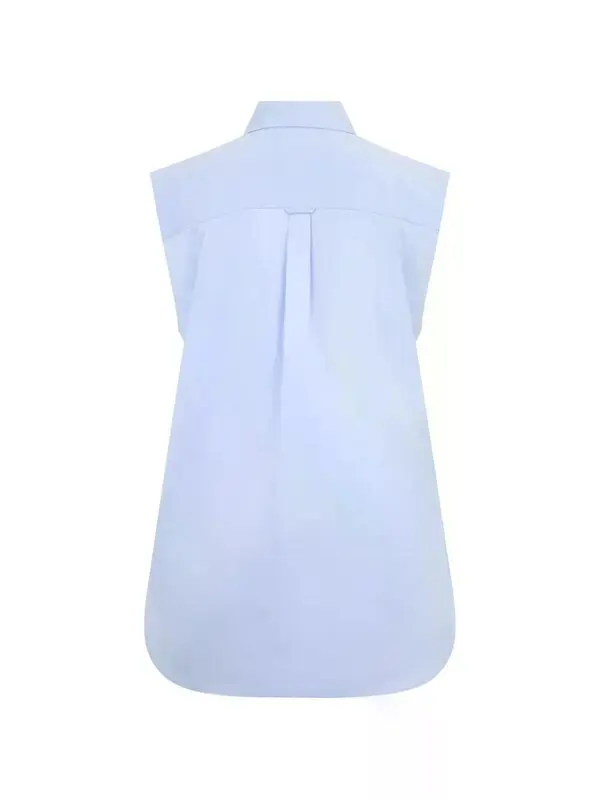 MOORER Sleeveless Box-pleat Shirt - Blue