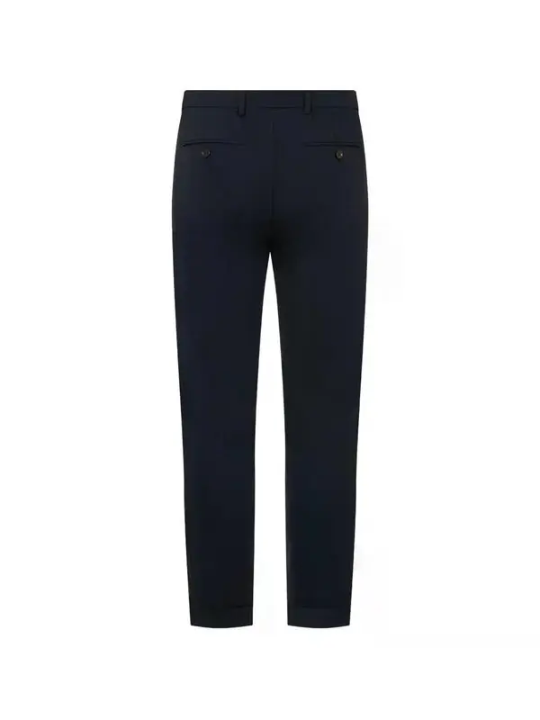 MOORER Pressed-crease Turn-up Trousers - Blue