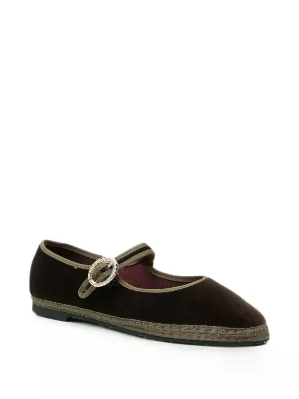 FLABELUS Ulla Velvet Ballet Flats - Brown