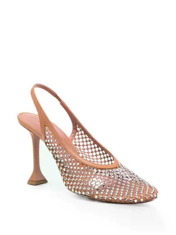 Amina Muaddi Dolly Crystal-embellished Mesh Pumps