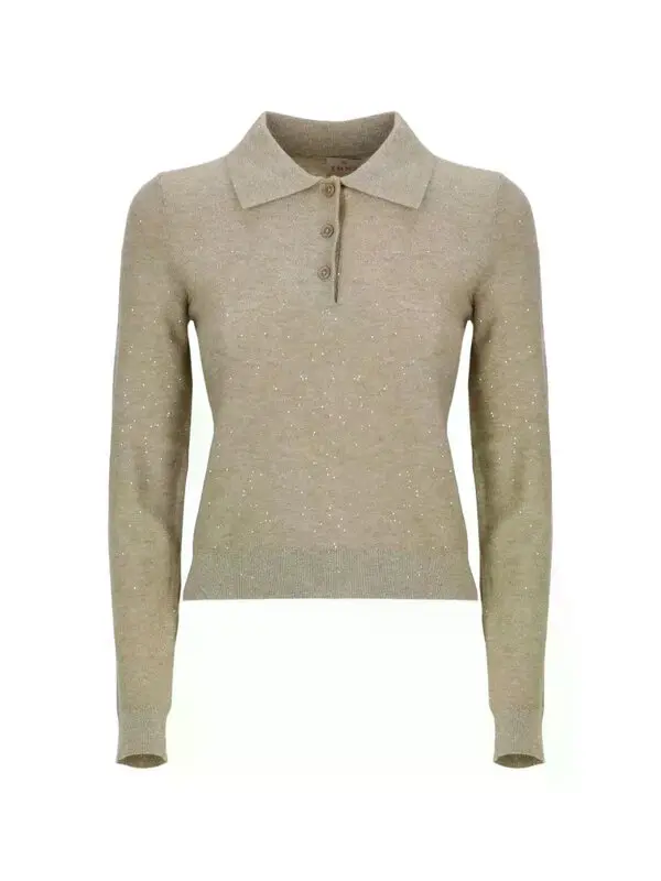 EMME Emmabate Sequin-embellished Lurex-detail Polo Top - Brown