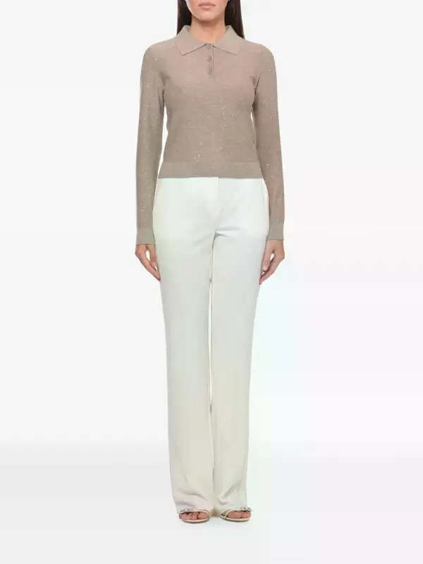 EMME Sequin-embellished Lurex-detail Polo Top