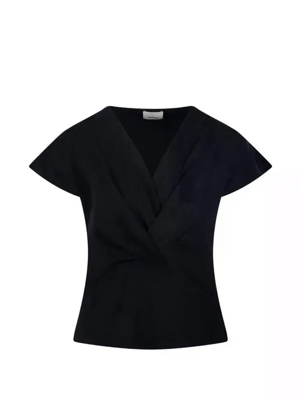 MARANT ETOILE Nadrine Wrap-style Cap-sleeve T-shirt - Black